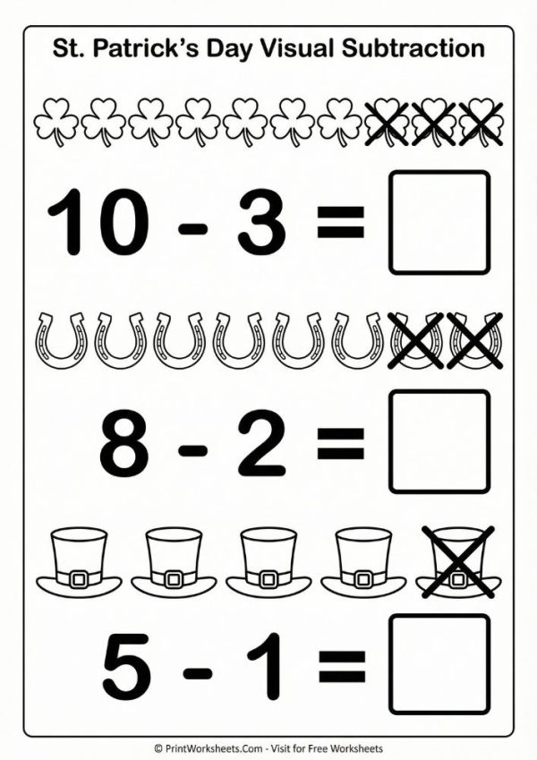 St. Patrick’s Day Math Worksheets for 1st Grade PDF Bundle