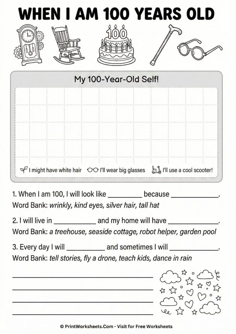 100th Day of School Writing Prompts - PDF Bundle