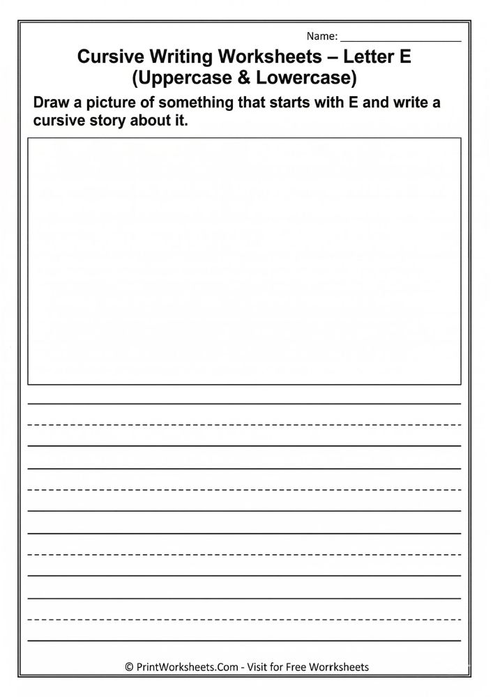 Cursive Letter E Worksheet Free Printable | PrintWorksheets