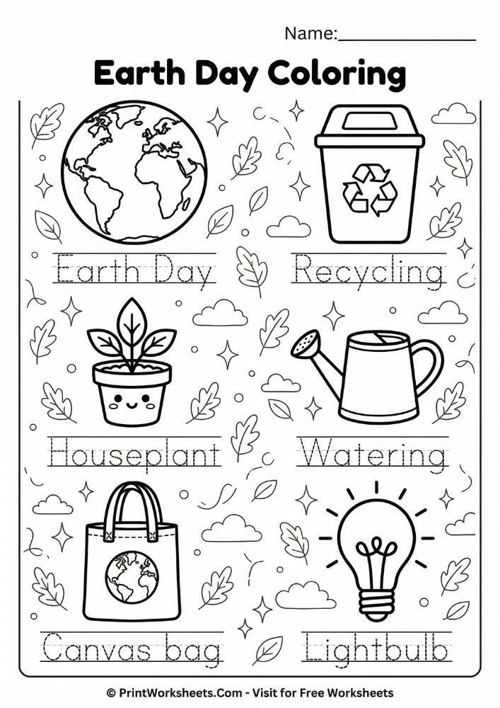 Earth Day Coloring Pages Free Printable | PrintWorksheets.com