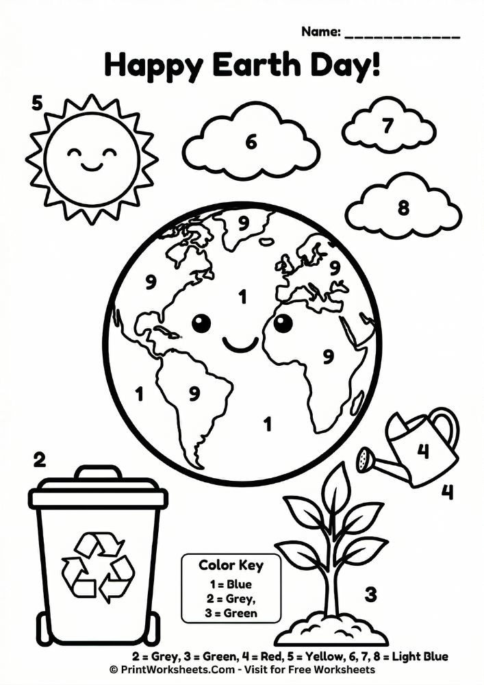 Earth Day Coloring Pages Free Printable | PrintWorksheets.com