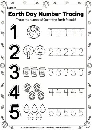 Free Earth Day Tracing Worksheets for Preschool PDF