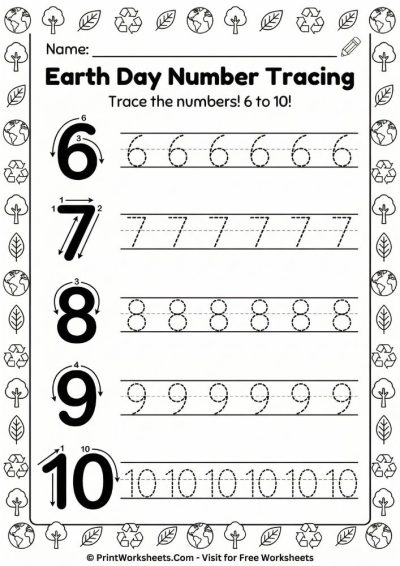 Free Earth Day Tracing Worksheets for Preschool PDF