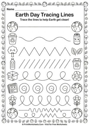 Free Earth Day Tracing Worksheets for Preschool PDF