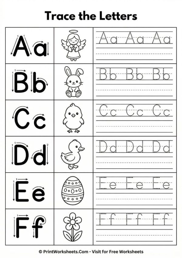 Easter Alphabet Worksheets Preschool – 6 Free PDF Pages