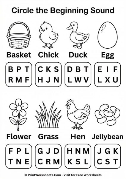 Easter Alphabet Worksheets Preschool – 6 Free PDF Pages