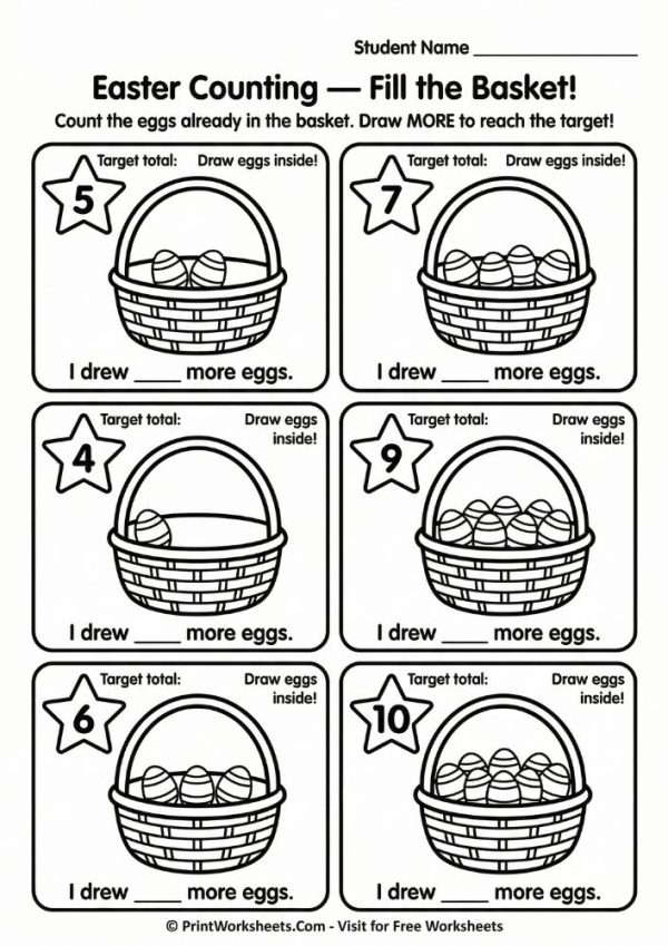 Easter Counting Worksheets Kindergarten Free | PrintWorksheets