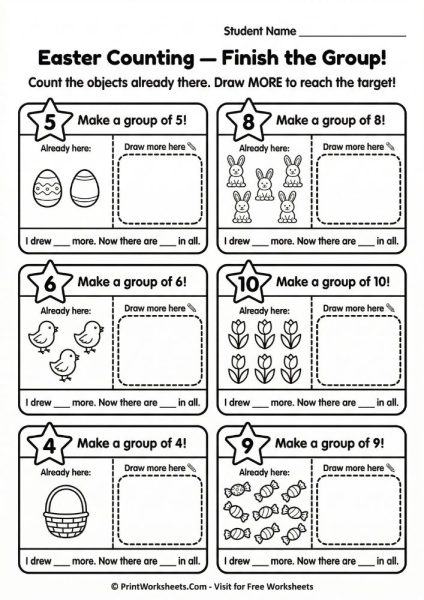 Easter Counting Worksheets Kindergarten Free | PrintWorksheets