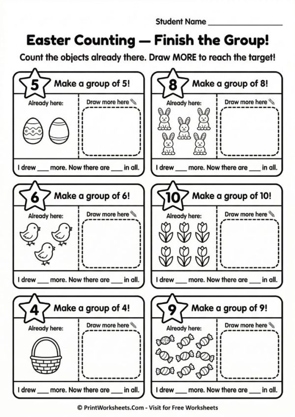 Easter Counting Worksheets Kindergarten Free | PrintWorksheets