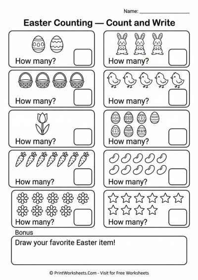 Easter Counting Worksheets Kindergarten Free | PrintWorksheets