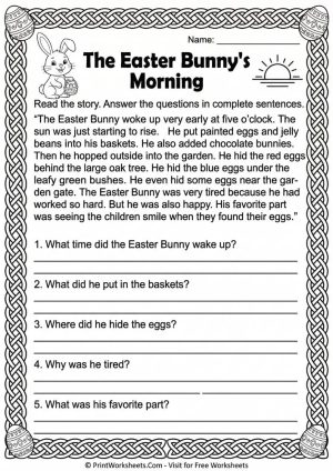 Easter Reading Comprehension Grade 3 Free – 8 Pages