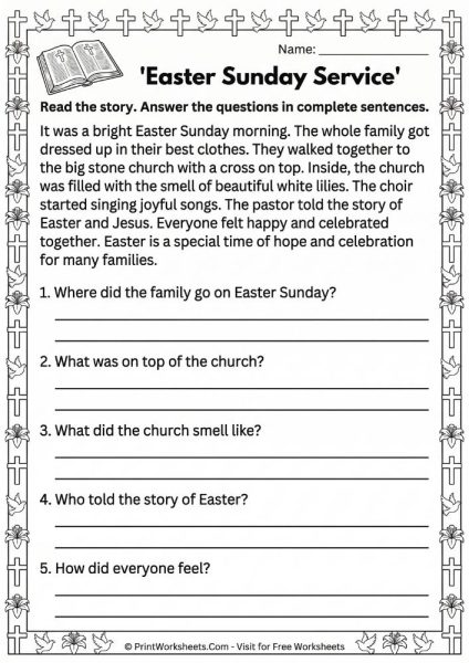 Easter Reading Comprehension Grade 3 Free – 8 Pages