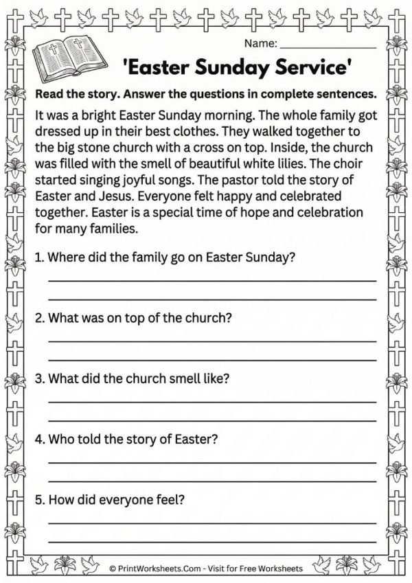 Easter Reading Comprehension Grade 3 Free – 8 Pages