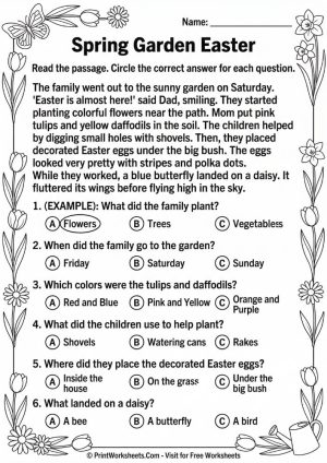 Easter Reading Comprehension Grade 3 Free – 8 Pages