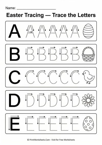 Easter Tracing Worksheets Preschool Free Printable PDF Bundle