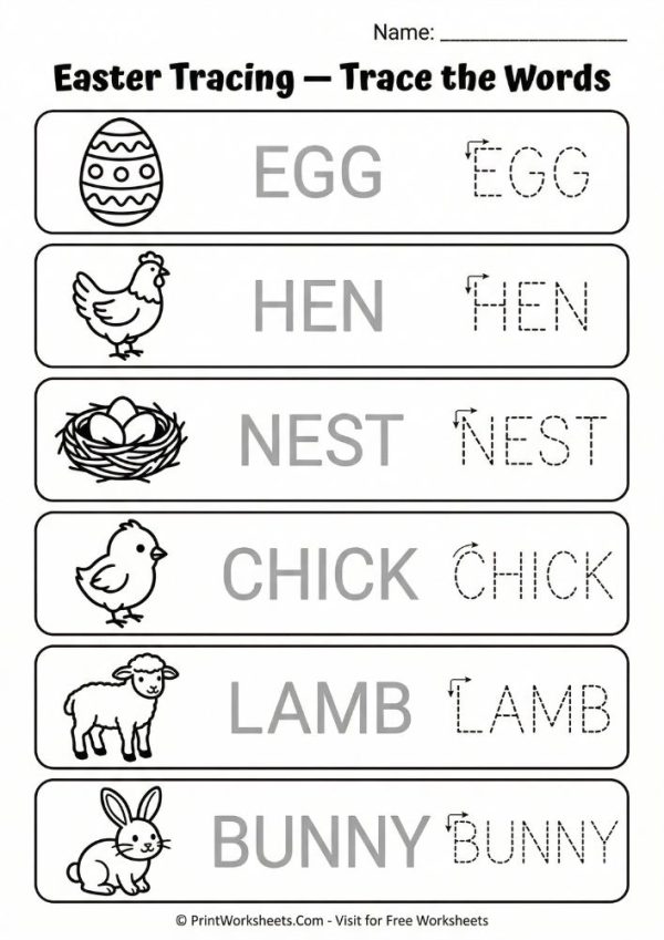 Easter Tracing Worksheets Preschool Free Printable PDF Bundle