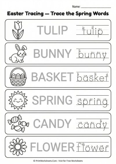 Easter Tracing Worksheets Preschool Free Printable PDF Bundle