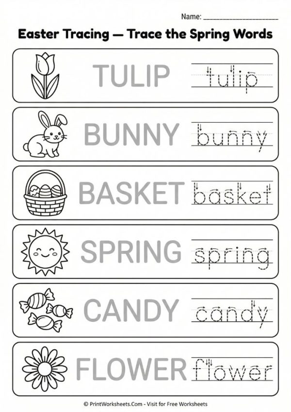 Easter Tracing Worksheets Preschool Free Printable PDF Bundle