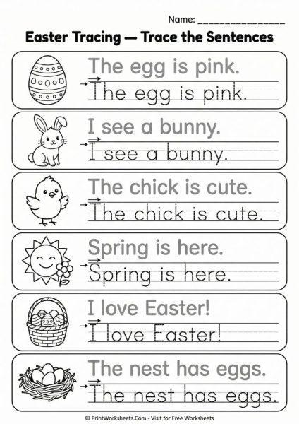 Easter Tracing Worksheets Preschool Free Printable PDF Bundle