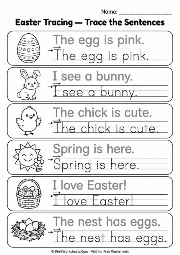 Easter Tracing Worksheets Preschool Free Printable PDF Bundle