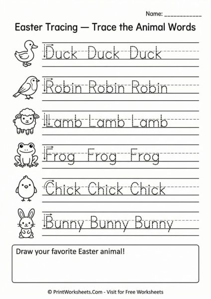 Easter Tracing Worksheets Preschool Free Printable PDF Bundle