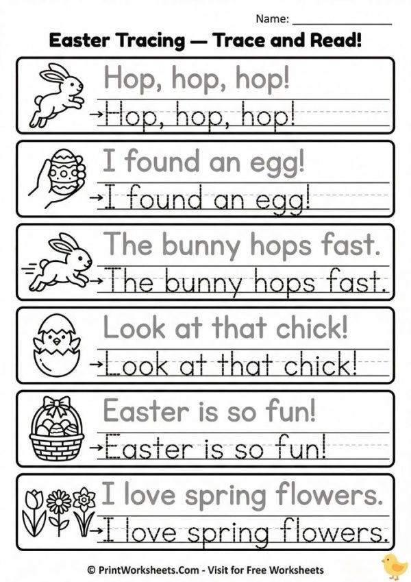 Easter Tracing Worksheets Preschool Free Printable PDF Bundle
