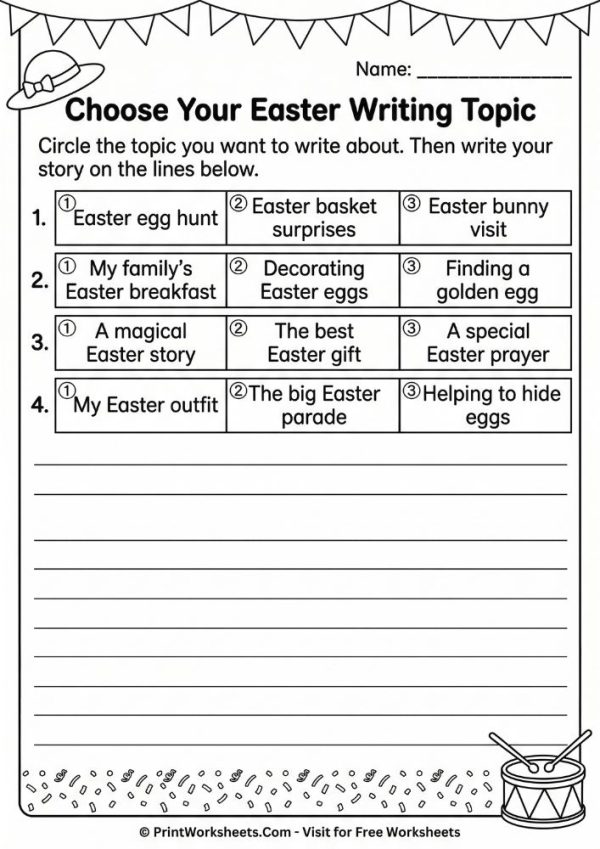 Easter Writing Prompts Worksheets Elementary Free – 8 Pages