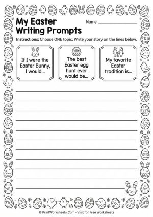 Easter Writing Prompts Worksheets Elementary Free – 8 Pages