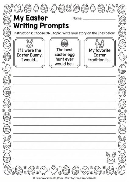 Easter Writing Prompts Worksheets Elementary Free – 8 Pages