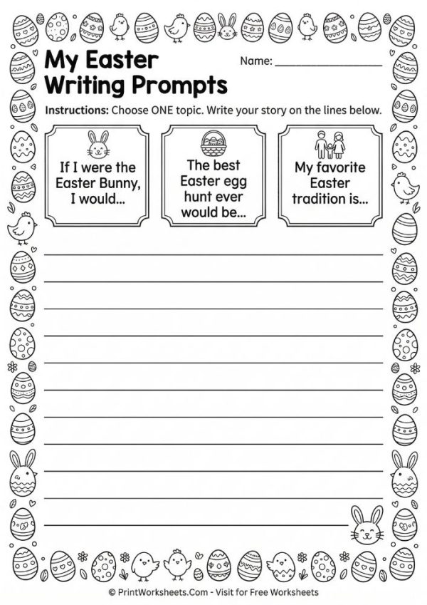 Easter Writing Prompts Worksheets Elementary Free – 8 Pages