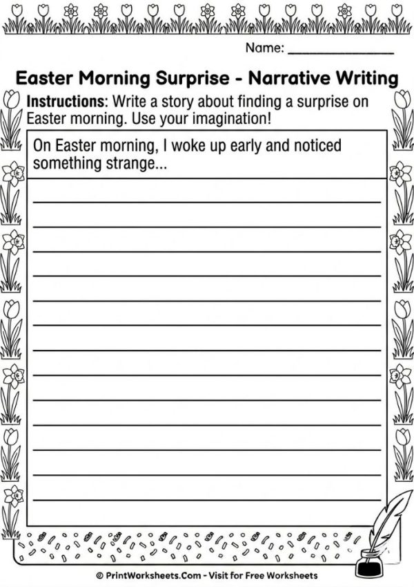 Easter Writing Prompts Worksheets Elementary Free – 8 Pages