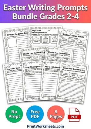 Easter Writing Prompts Worksheets Elementary Free – 8 Pages