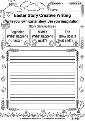 Easter Writing Prompts Worksheets Elementary Free – 8 Pages