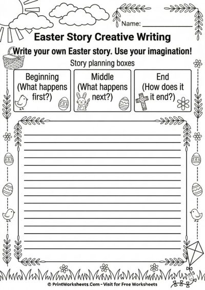 Easter Writing Prompts Worksheets Elementary Free – 8 Pages