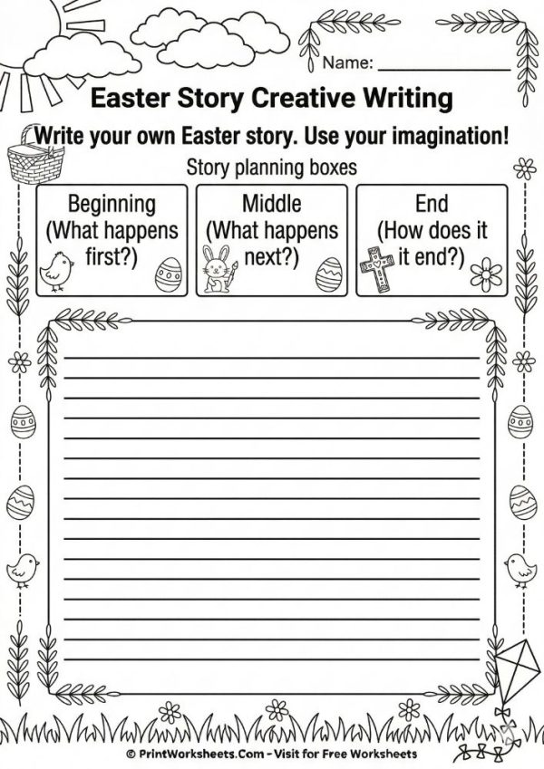 Easter Writing Prompts Worksheets Elementary Free – 8 Pages
