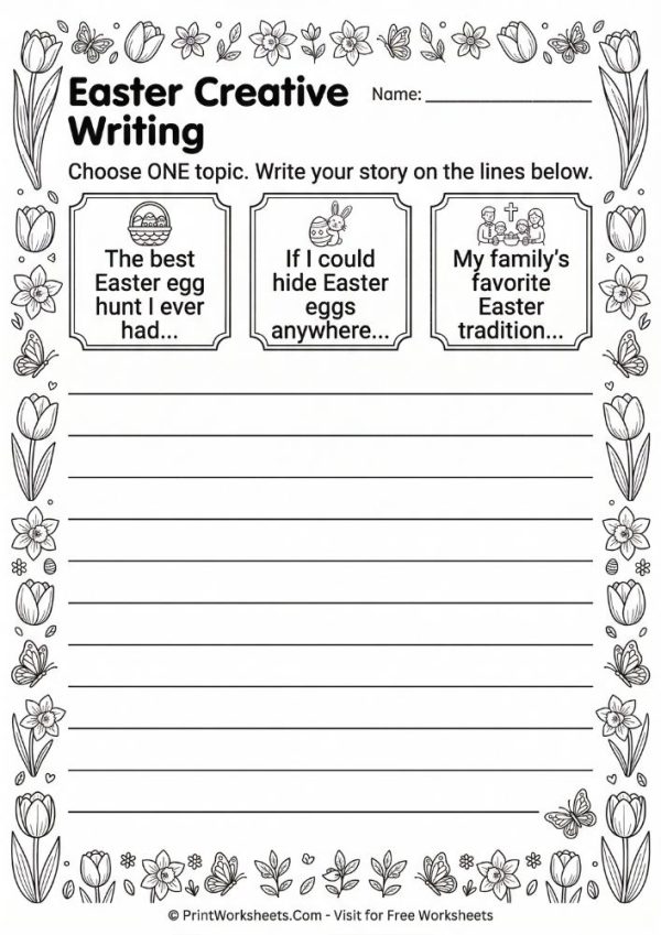 Easter Writing Prompts Worksheets Elementary Free – 8 Pages
