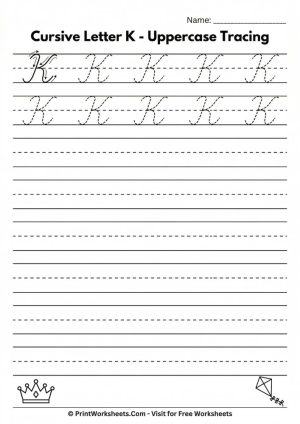 Cursive Letter K Worksheet Free Printable PDF