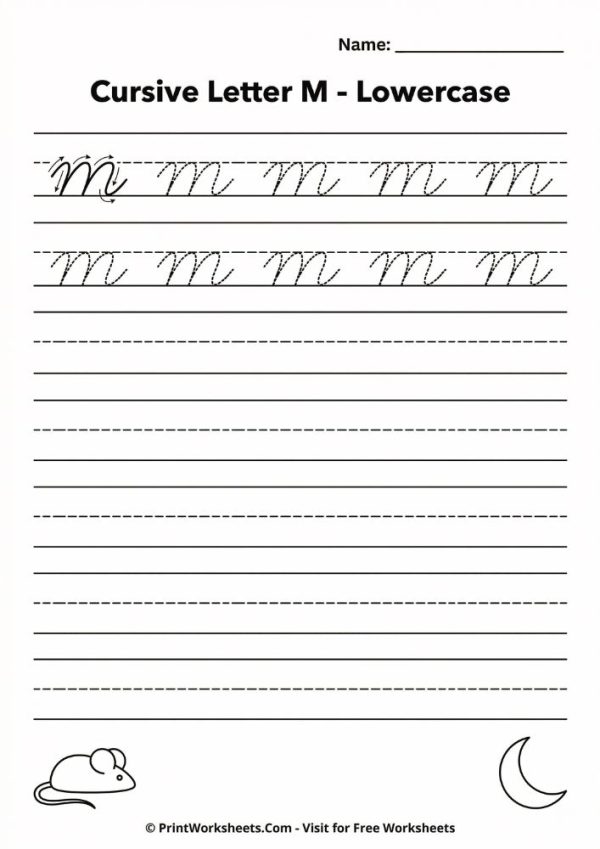 3rd Grade Cursive M Worksheets PDF: Uppercase & Lowercase
