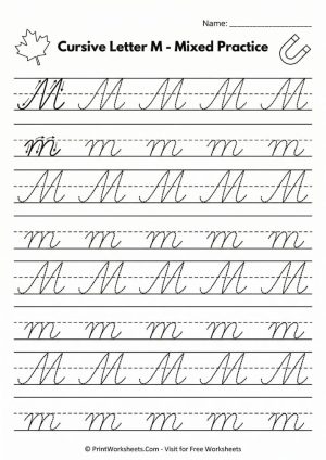 3rd Grade Cursive M Worksheets PDF: Uppercase & Lowercase