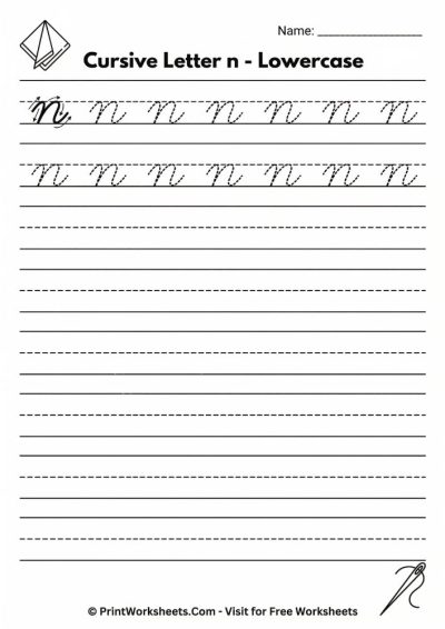 Cursive Letter N Worksheet – Free Printable Upper & Lowercase PDF