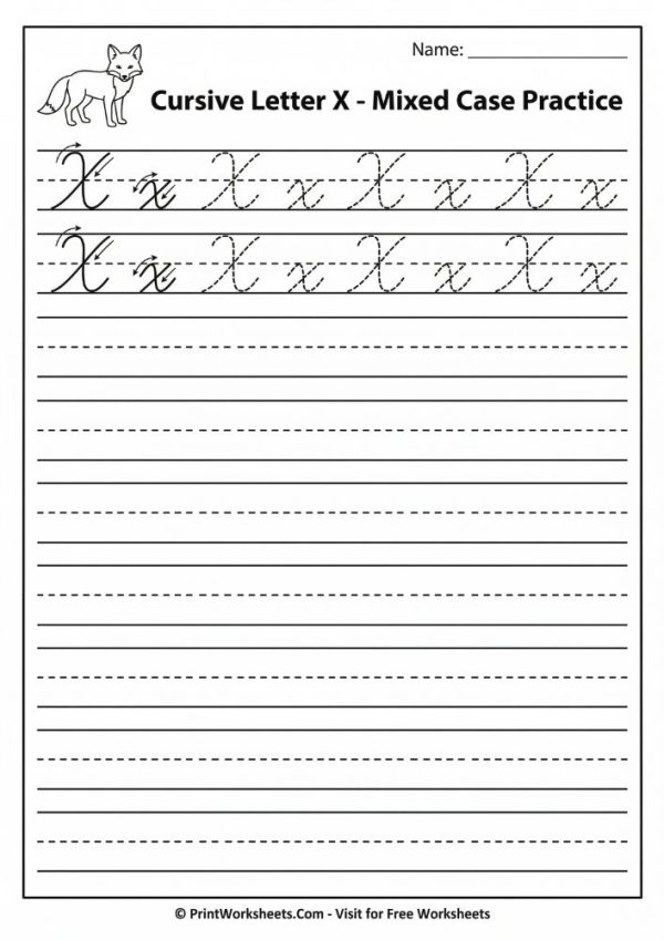 Cursive Letter X Worksheet Free Printable | PrintWorksheets