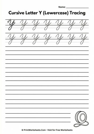 Cursive Letter Y Worksheet Free Printable | PrintWorksheets