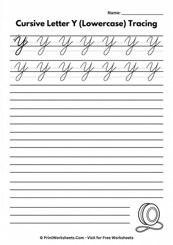 Cursive Letter Y Worksheet Free Printable | PrintWorksheets