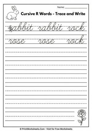 Cursive Letter R Worksheet Free Printable | PrintWorksheets