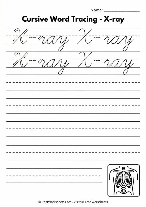 Cursive Letter X Worksheet Free Printable | PrintWorksheets