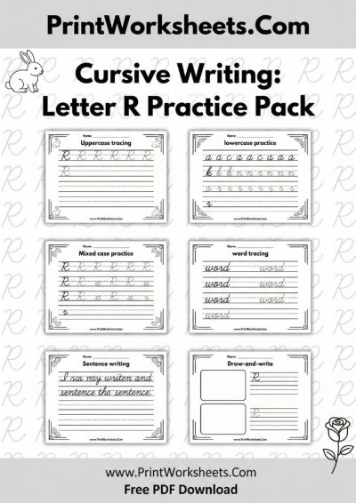 Cursive Letter R Worksheet Free Printable | PrintWorksheets