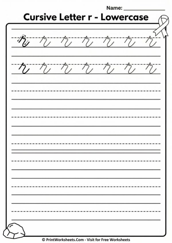 Cursive Letter R Worksheet Free Printable | PrintWorksheets