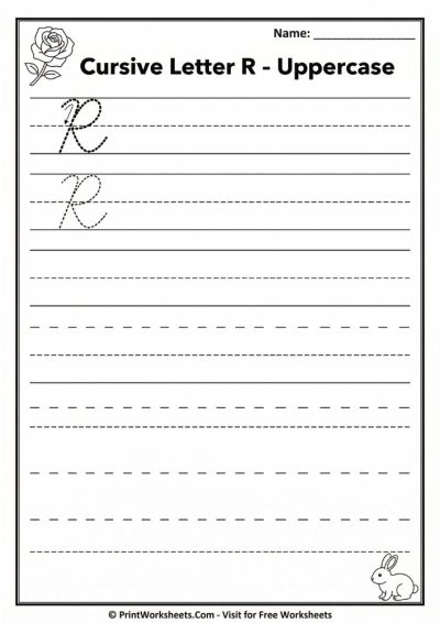 Cursive Letter R Worksheet Free Printable | PrintWorksheets