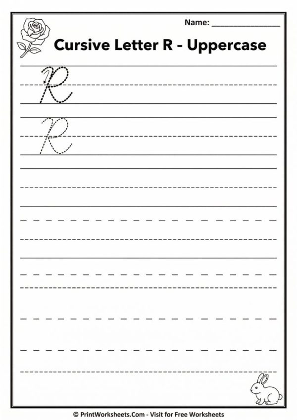 Cursive Letter R Worksheet Free Printable | PrintWorksheets