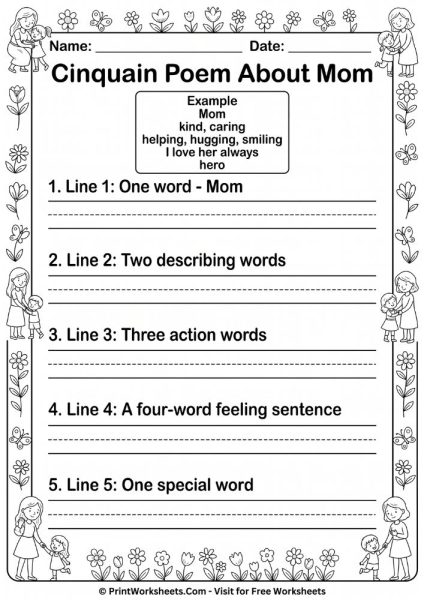 Mother’s Day Poem Templates For Kids Printable PDF